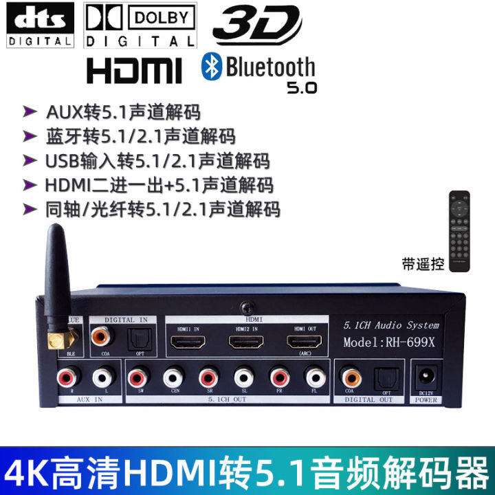 AC3 Dolby DTS Bluetooth USB Flash Disk Fiber Coaxial HDMI to 5.1 ...
