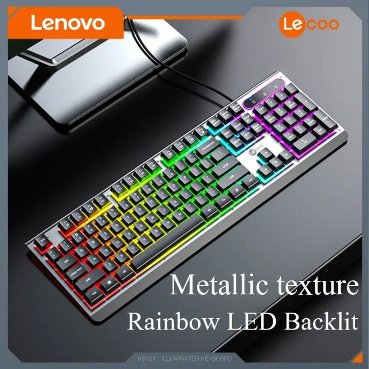 Lenovo KB121 Gaming Keyboard, 104 Keys All-Metal Panel, Rainbow LED ...