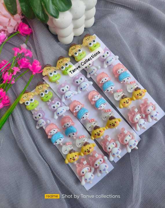 Isi 10 bros cantik tusuk sanrio dan kawan- kawan / bros stik boneka ...