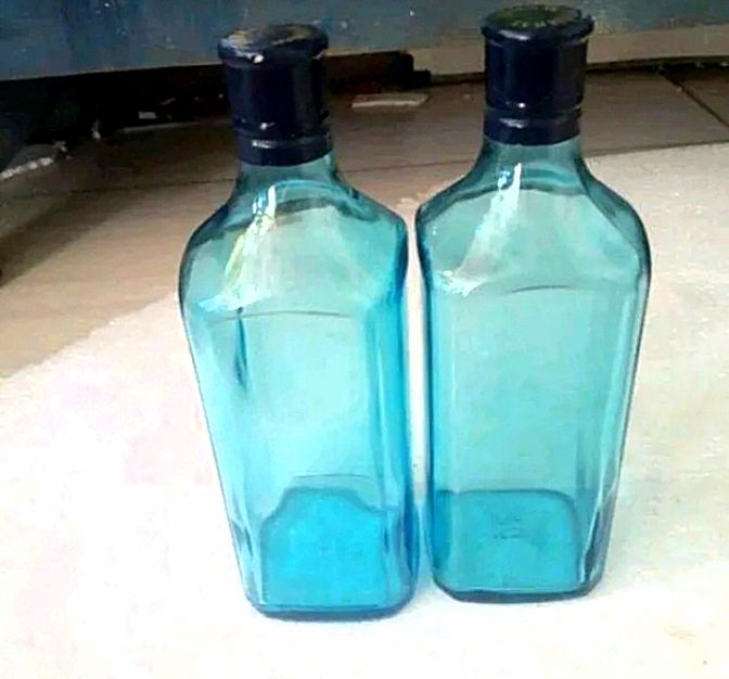 Botol kaca warna biru 750ml Botol Bombay paket 2pcs Botol koleksi Botol ...