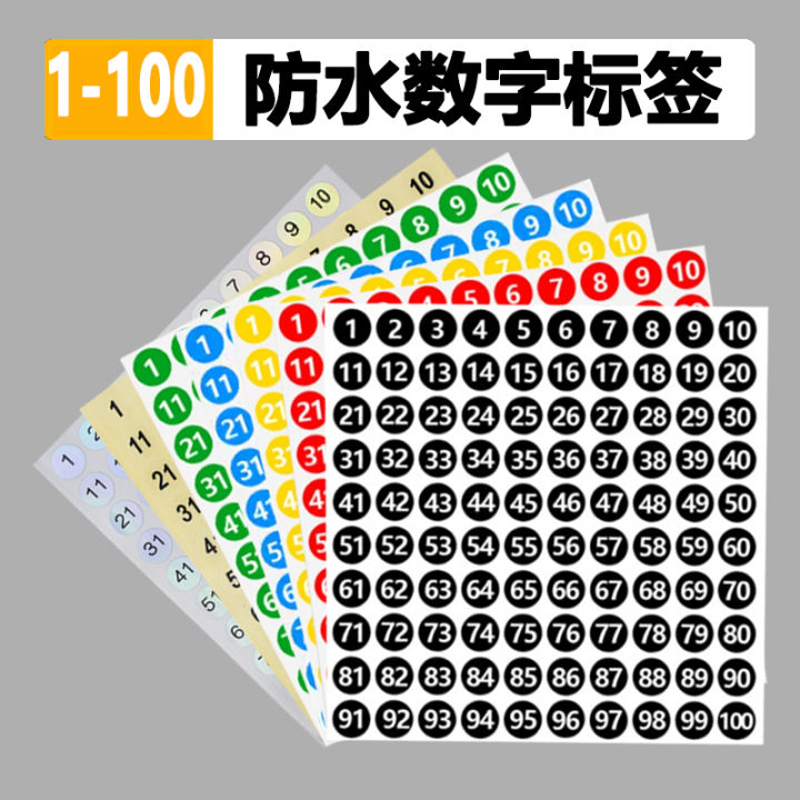 Waterproof round Small Digital Stickers Non-drying Labels Paper Number ...