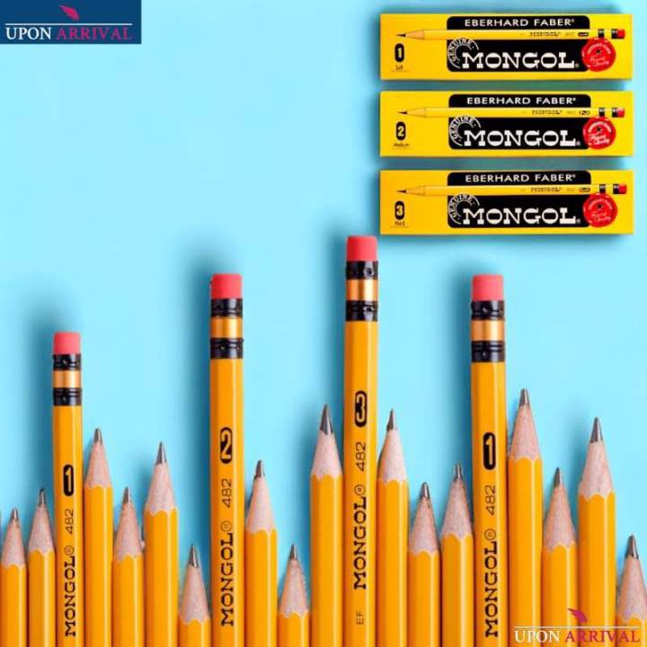 12pcs Original Mongol Pencil With Eraser With Box #1 #2 #3 Mongol Lapis ...