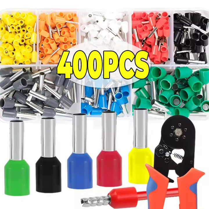 400PCS Electrical Tube Insulated Terminal VE Tubular Crimp Terminals ...