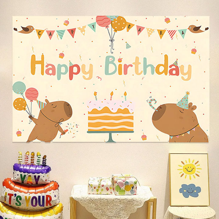 1PCS Cute Capybara Theme Background Birthday Party Decoration Gifts ...