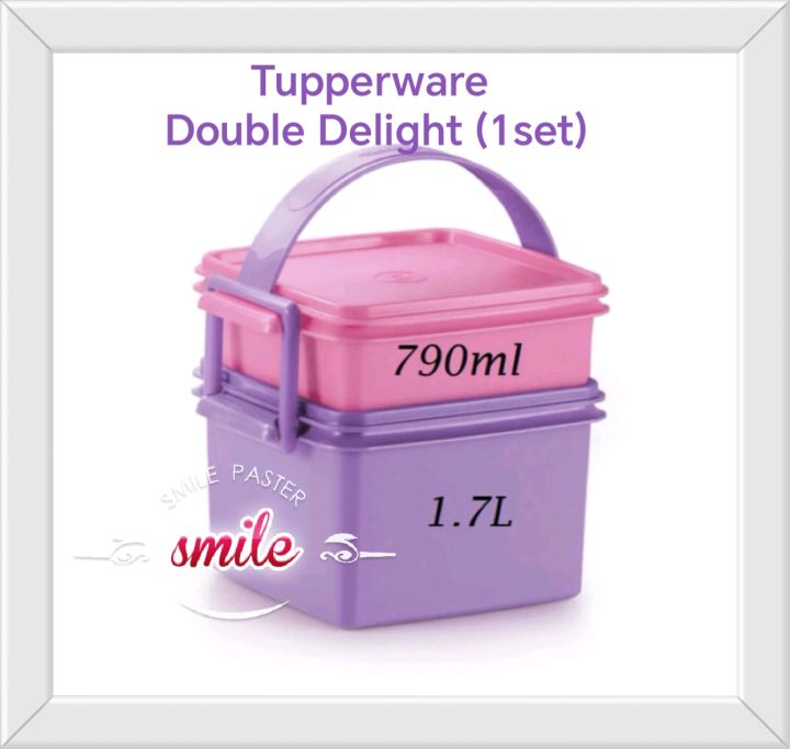 Tupperware Double Delight with Cariolier (Pink+purple) | Lazada