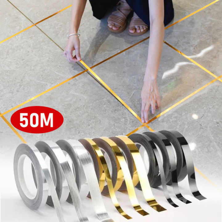 50m/Roll Self Adhesive Floor Tile Stickers Waterproof Wall Gap Sealing ...