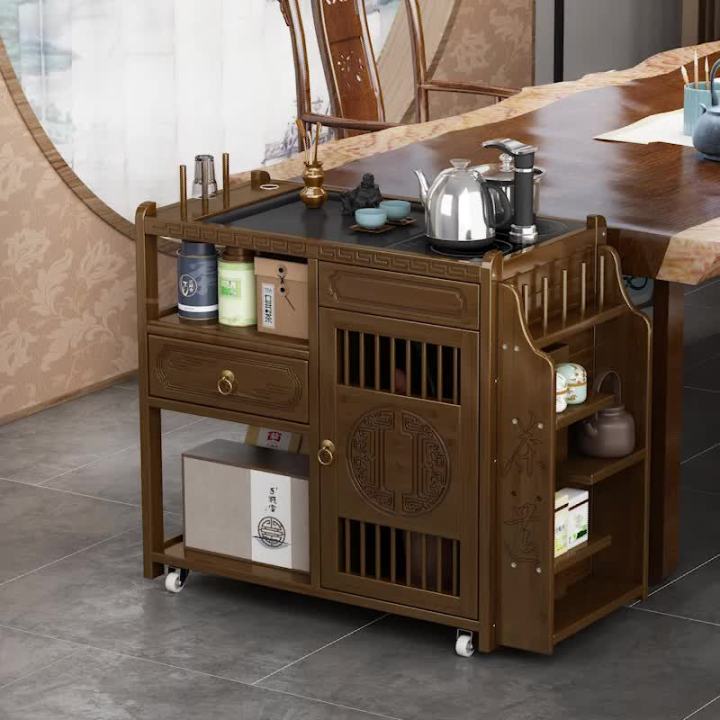 Mobile Tea Cabinet Home Living Room with Wheels Coffee Table New ...