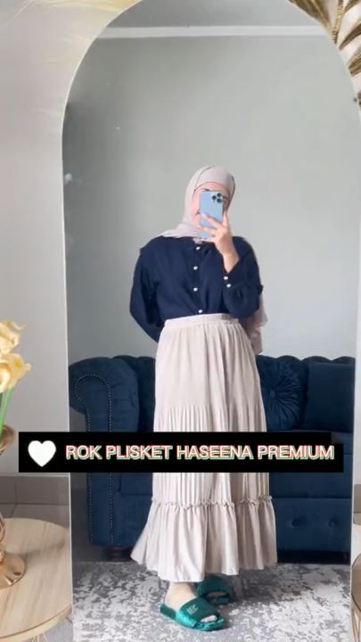 Haseena Rok Plisket Susun Maiza Bahan Hyget | Rok Skirt | Rok Wanita ...