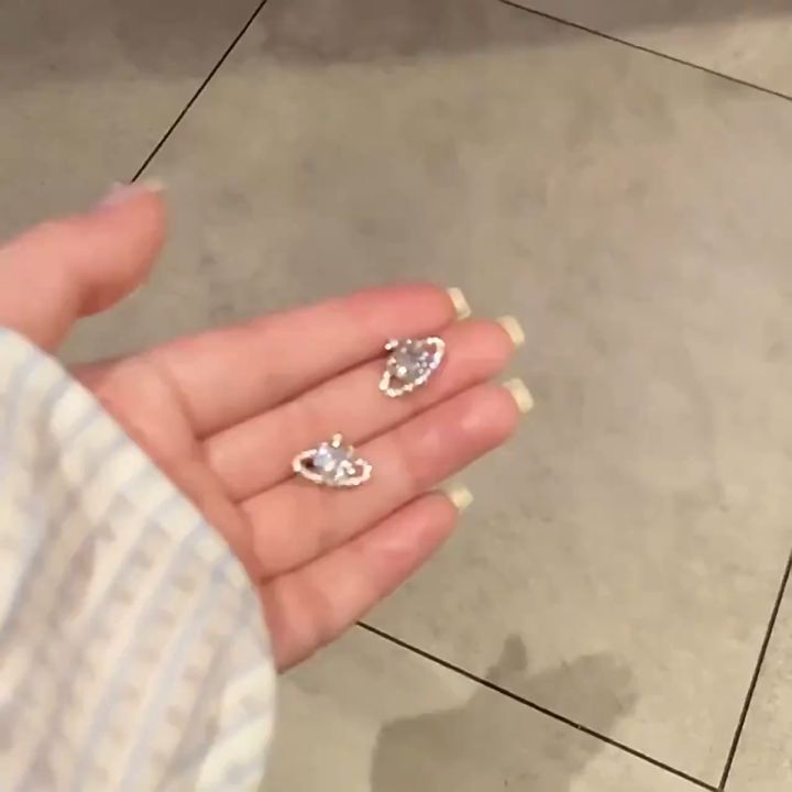 ESCOBAL ต่างหูเงินแท้ Planet Love สไตล์สวยหรู ต่างหูเพชร ตุ้มหูเงินแท้ ต่างหูแฟชั่น ตุ้มหูเงิน ...