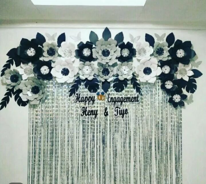 paper flower satu set Engagement backdrop+khitanan+aqiqah+wedding dll ...