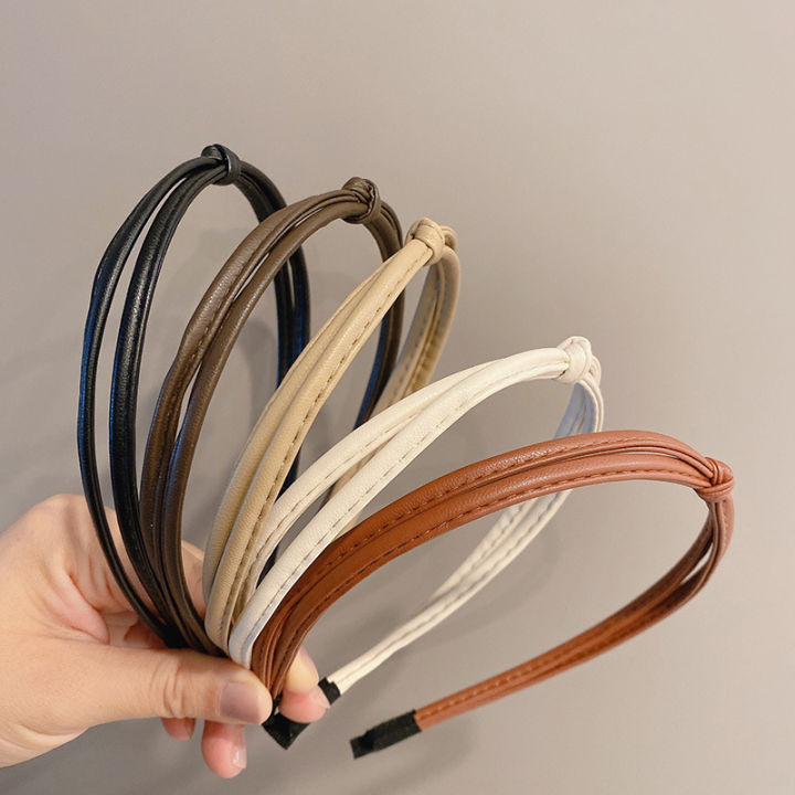 Yidea Hongkong】ที่คาดผมแฟชั่นหนังสีทึบผูกปมสำหรับผู้หญิง | Lazada.co.th