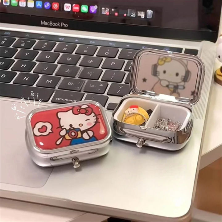 Kawaii Hello Kittys Portable Jewelry Box with HD Mirror Mini Sealed ...