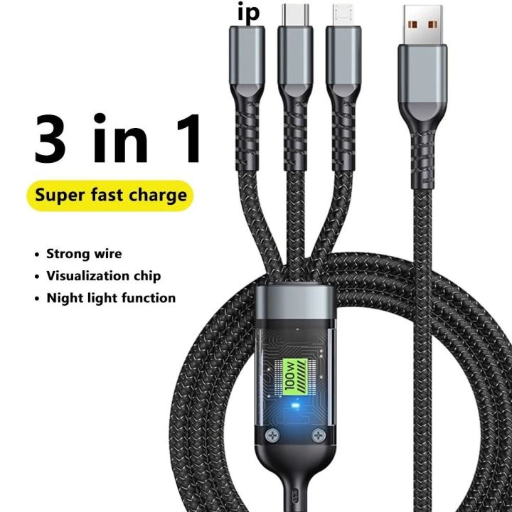 KABEL DATA CHARGER 3IN1 FAST CHARGING 100W SUPER FAST CHARGING USB ...
