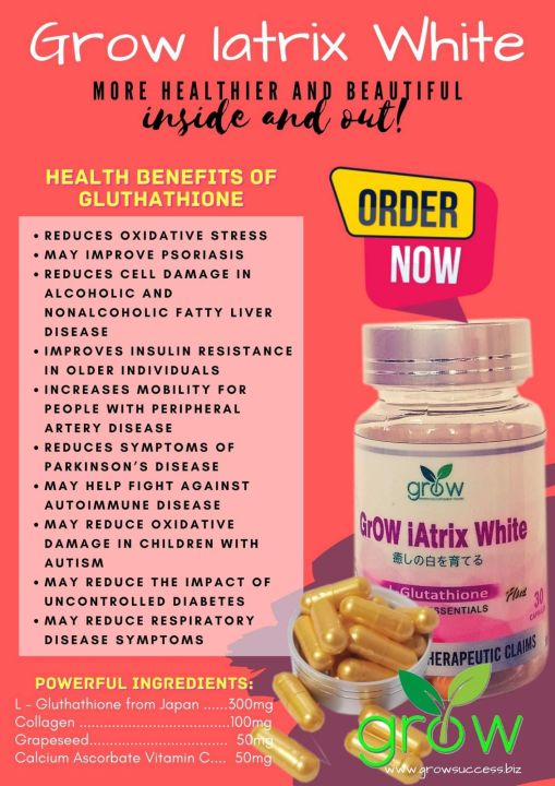 Grow Iatrix White with L- Gluthatione from Japan, Collagen, Grapeseed ...