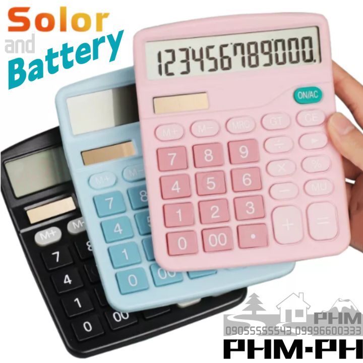 { PHM } Solar and battery Calculator Electronic Digital Candy LED ...