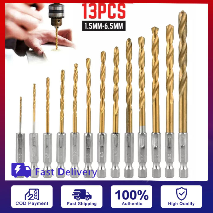 Drill Bits Metal Titanium 13pcs/set HSS Twist Drill Bit Ground For ...