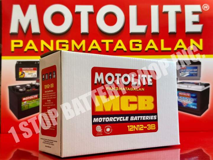 MOTOLITE 12N12-3B Low Maintenance Motorcycle Battery MCB 12V 12Volts 12 ...