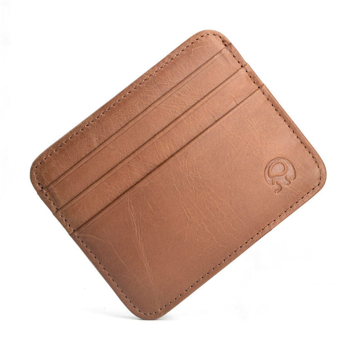 Retro Real Leather Mens Slim Credit Card Holder Bus Subway Campus Cards ...
