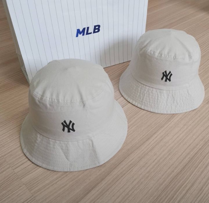 💛 แท้ 100% 💛 หมวกบักเก็ต MLB BUCKET / หมวด บักเก็ต ปัก NY สีครีม สินค้า ...