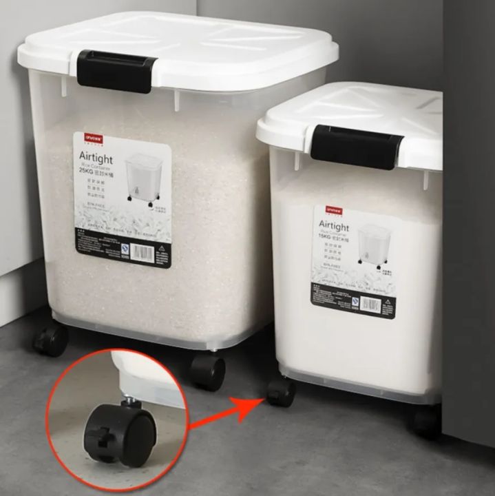 rice container 25/15/10 kg Rice Sealed Storage Container With wheel ...