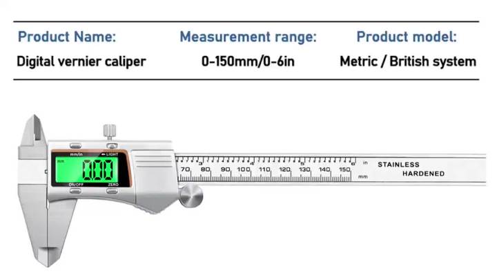Stainless Shell Digital Caliper Backlight Screen Electronic Vernier ...