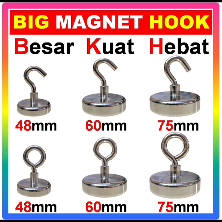 Super Strong Big Neodymium Magnetic Hook - Heavy Duty Magnet for Fridge ...