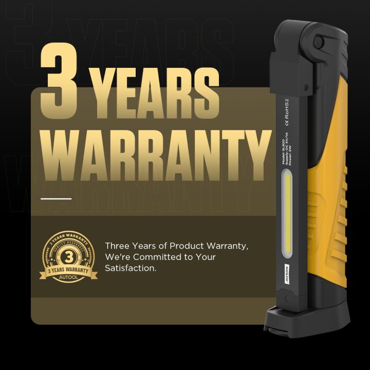 AUTOOL SL820 Magnatic Base Rechargeable Work Light Foldable Flashlight ...
