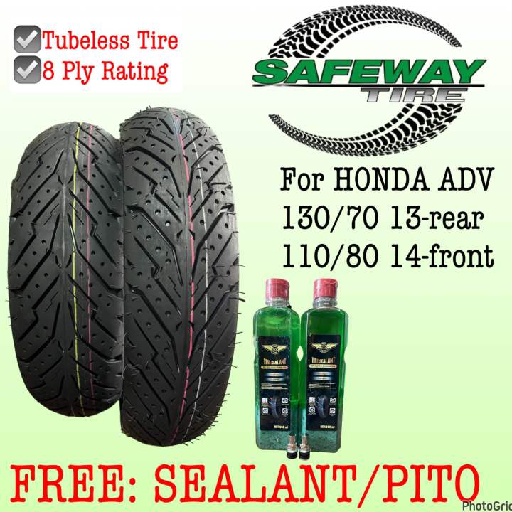 SAFEWAY TUBELESS TIRE for HONDA ADV FRONT AND REAR TUBELESS 8Ply ...