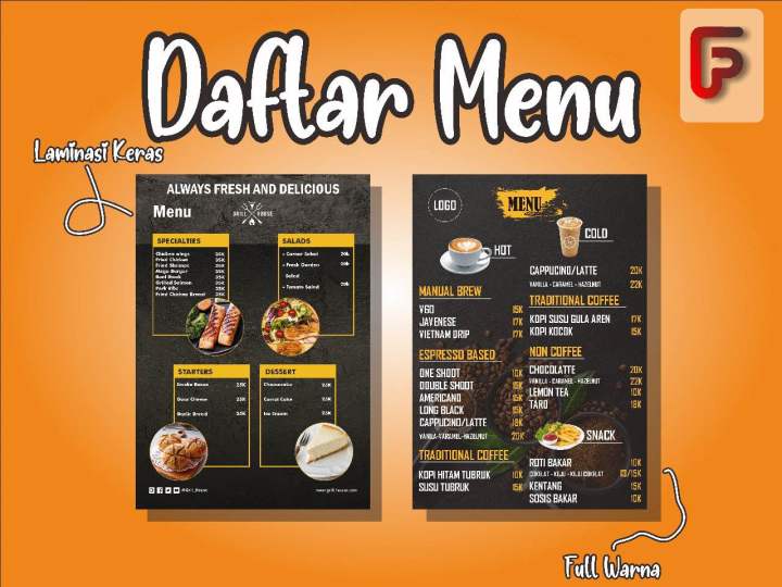 CETAK DAFTAR MENU MAKANAN DAN MINUMAN UKURAN A4 | Lazada Indonesia