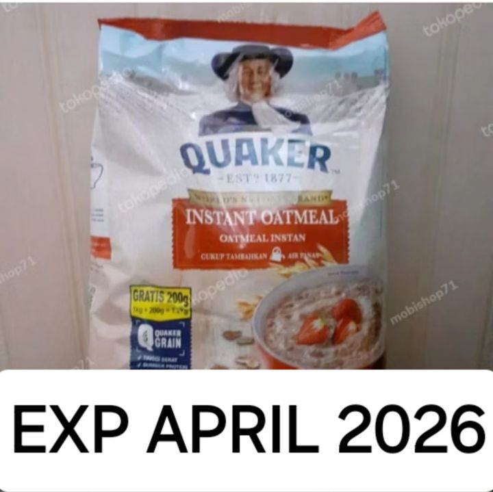 Quaker oat 1.2 kg instant oatmeal EXP APRIL 2026 (kemasan baru ...