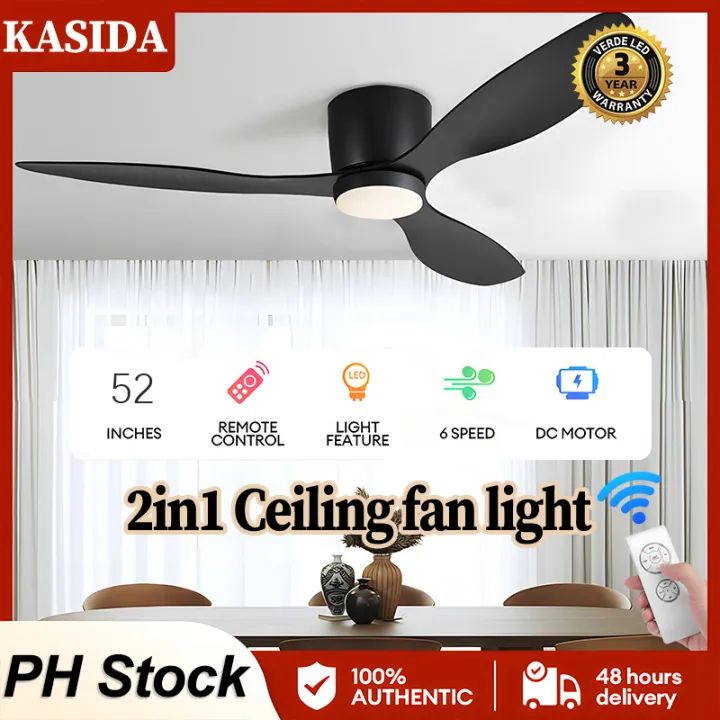 KASIDA 52inch ceiling fan with light with remote ceiling fan heavy duty ...
