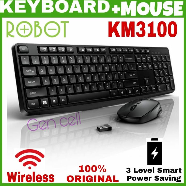 Keyboard Dan Mouse Combo ROBOT KM3100 Wireless Plug dan Play 1600DPI 3 ...