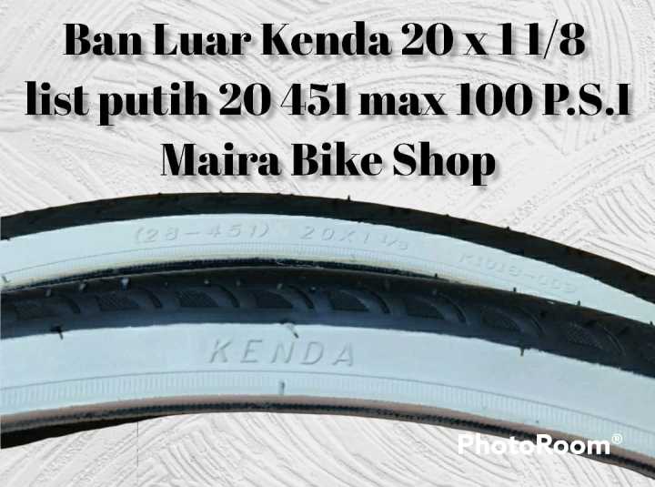 Ban Luar Kenda 20 x 1 1/8 list putih 20 451 max 100 P.S.I | Lazada ...