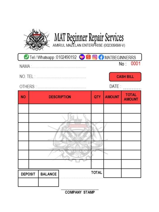 custom made buku Resit saiz 8.89 cm X 11.938 cm bill book/ buku resit ...