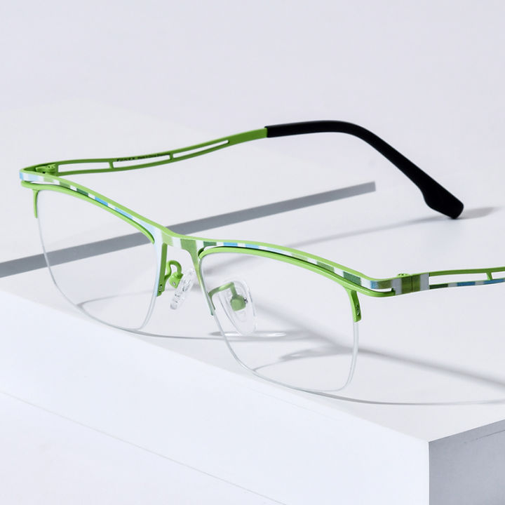 FONEX Titanium Glasses Frame Men 2025 New Semi-Rimless Square Eyeglasses Brand Design Half-Rim ...