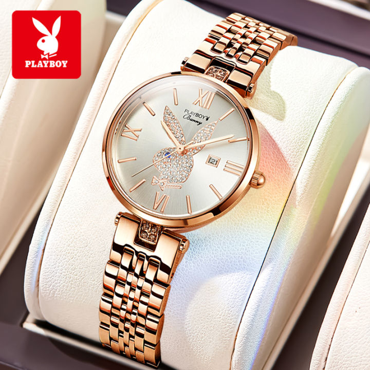 PLAYBOY Jam Tanggan Perempuan Original Waterproof Diamond Luminous ...