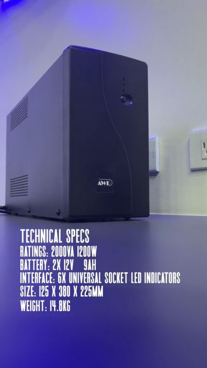 Ipason AWP AID2000 Aide 1200W-2000VA UPS with AVR Uninterruptible Power ...