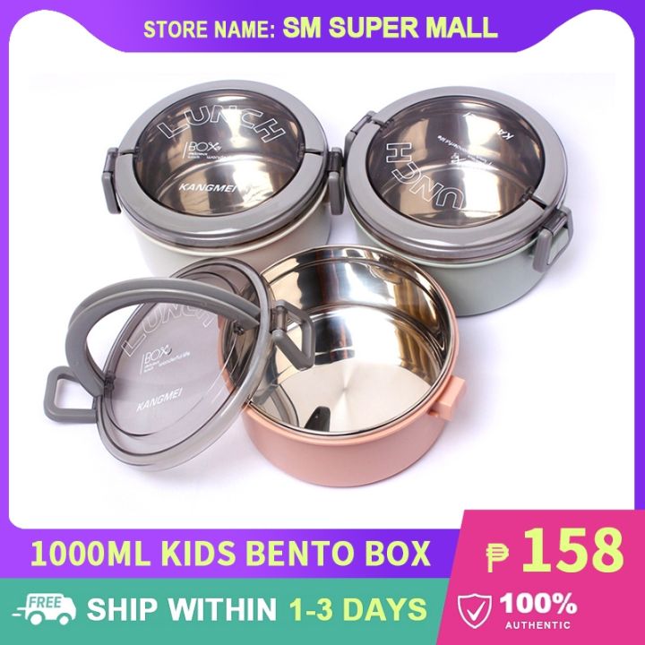 【Stainless Steel】1000ML Dining Bento Box Lunch Food Storage Boxes with ...