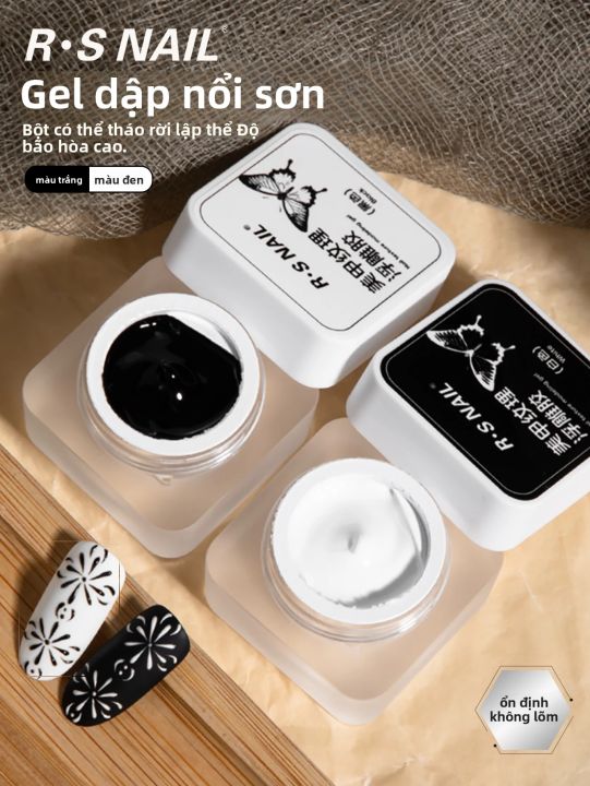 Sơn Gel Trang Trí Móng Tay 3D RSNAIL 5g, Màu Đen Trắng, Tự Làm, Vẽ ...