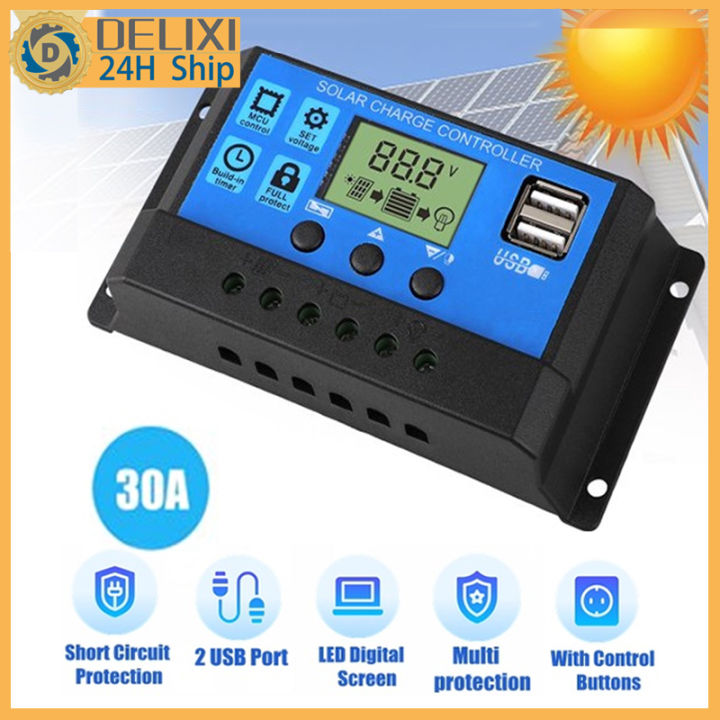 Delixi Solar Panel Regulator 10A 20A 30A PWM 12V/24V Charge Controller ...
