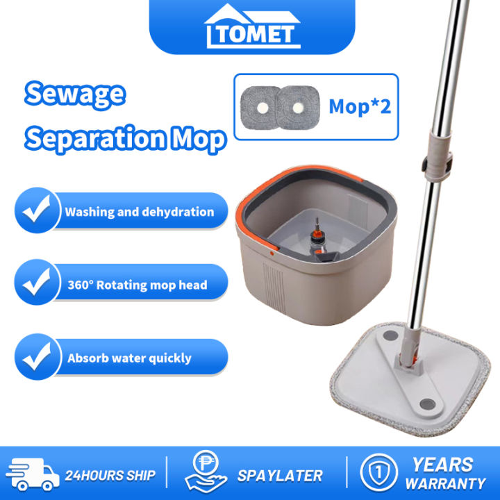 Tomet Self Wash Spin Mop Square Mop with Rotating Large Mop Head ...