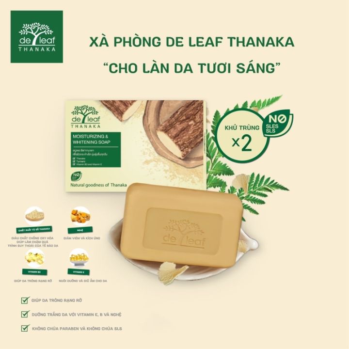 De Leaf Thanaka Moisturizing & Whitening Soap bánh xà phòng tắm | Lazada.vn