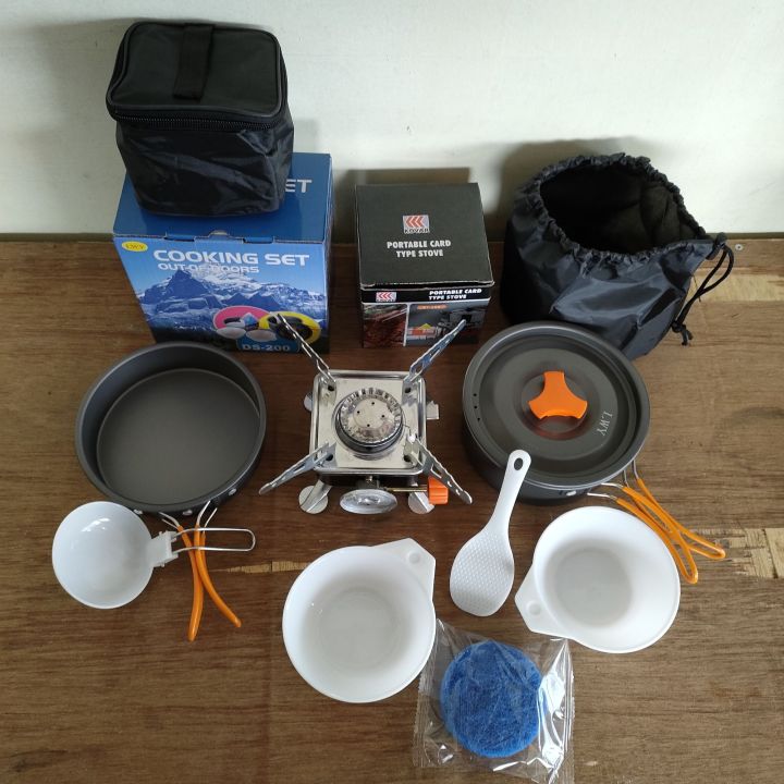 Paket Alat masak camping kompor gas hicook kotak dan Cooking set ...
