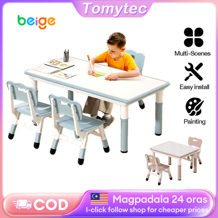 Children's Study Desk Adjustable Height Plastic Set with Writable ...