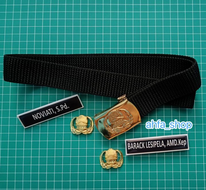 Paket Hemat Name Tag ASN (Ikat pinggang, Nametag & Pin Korpri) | Lazada ...