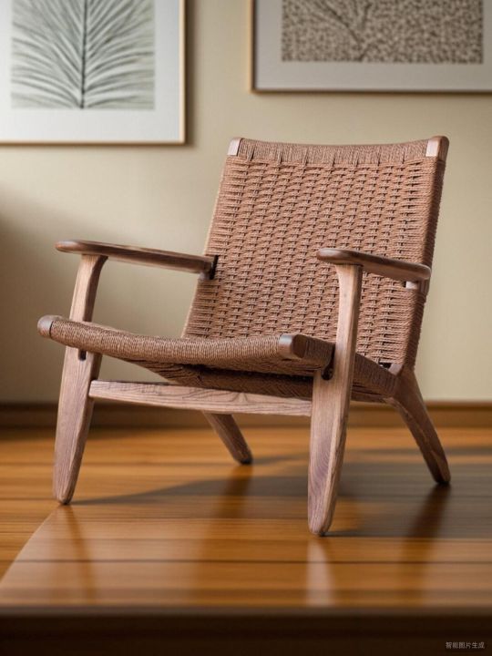 Saddle Chair Scandinavian Solid Wood Retro Single Sofa Homestay Hotel ...