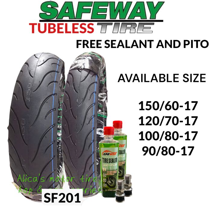 SAFEWAY TIRE SIZE 17 TUBELESS TIRE With SEALANT & PITO | Lazada PH