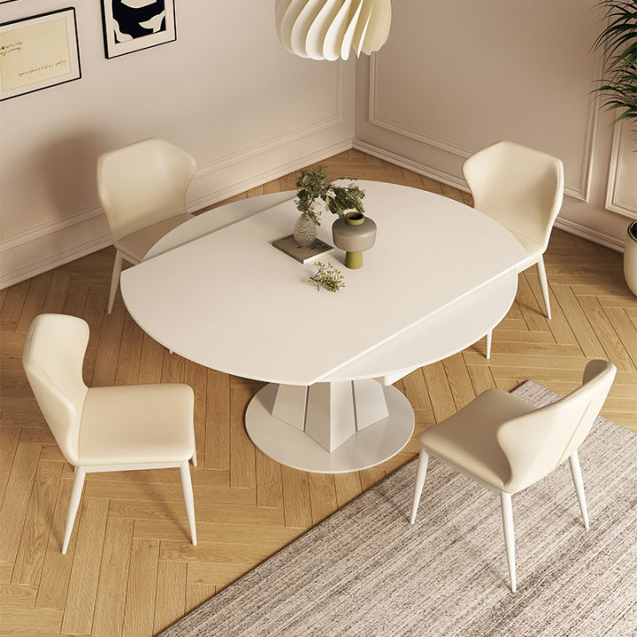 Stone Plate Dining Table Square round Dual-Use Cream round Table Modern ...