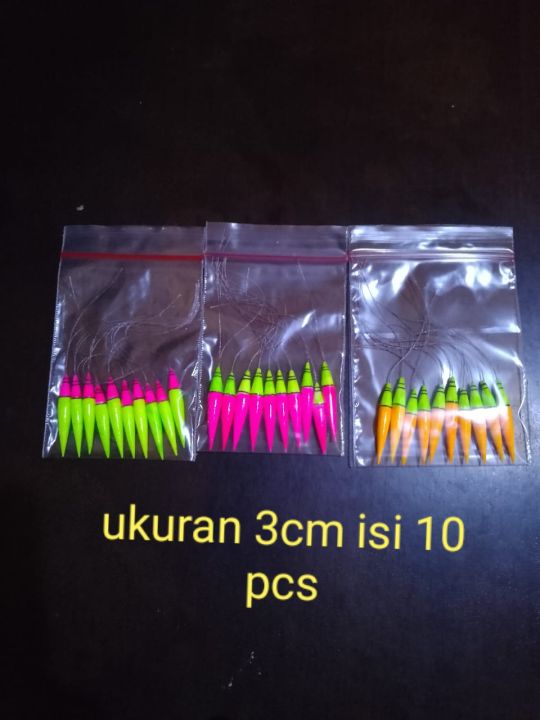 pelampung sensitif mancing mas/nila tali panjang ukuran 2-3 cm isi 10 ...
