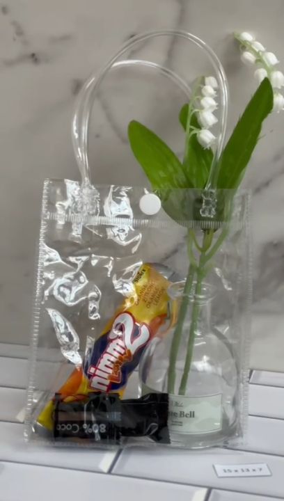 Transparent Clear PVC Gift Tote Bag with Button | Goodies Bag | Gift ...